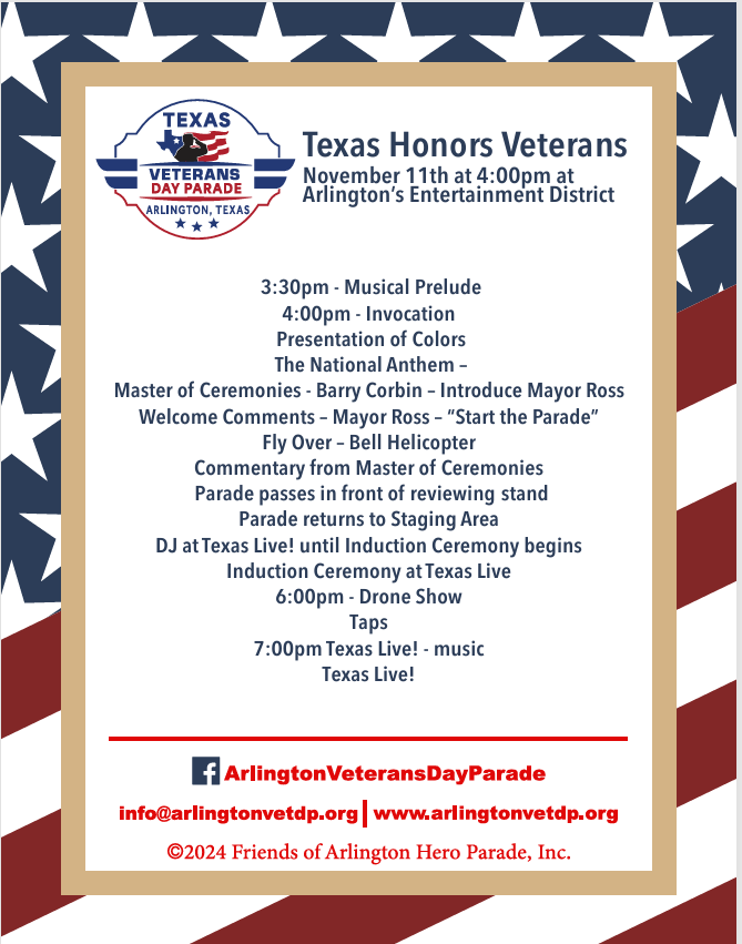 Event Agenda | Arlington Veteran's Parade